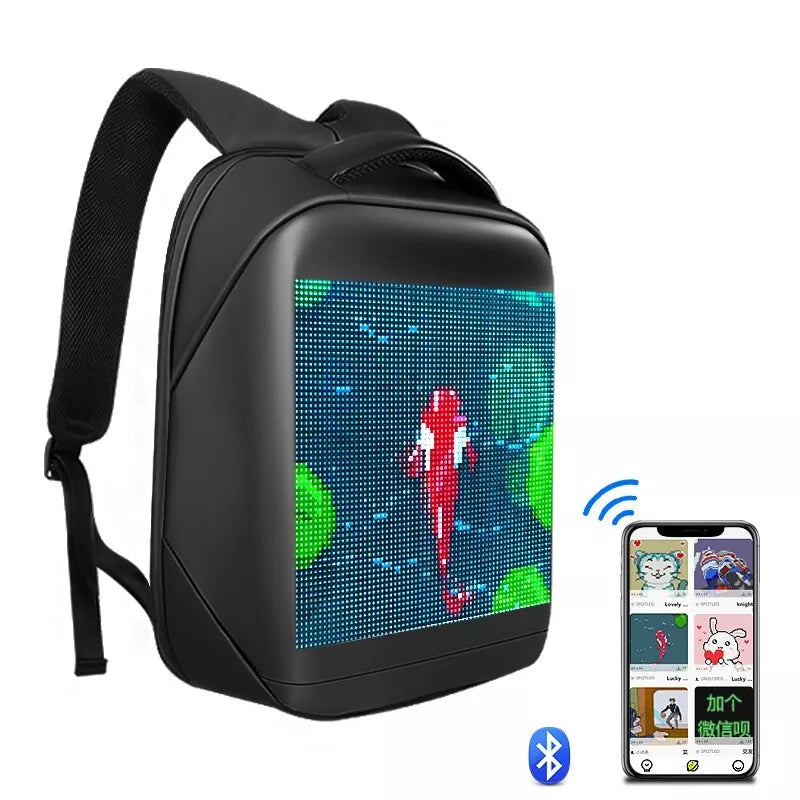 LED Backpack with GPS Tracker - Programmable Full-Color Screen - Lapto ...